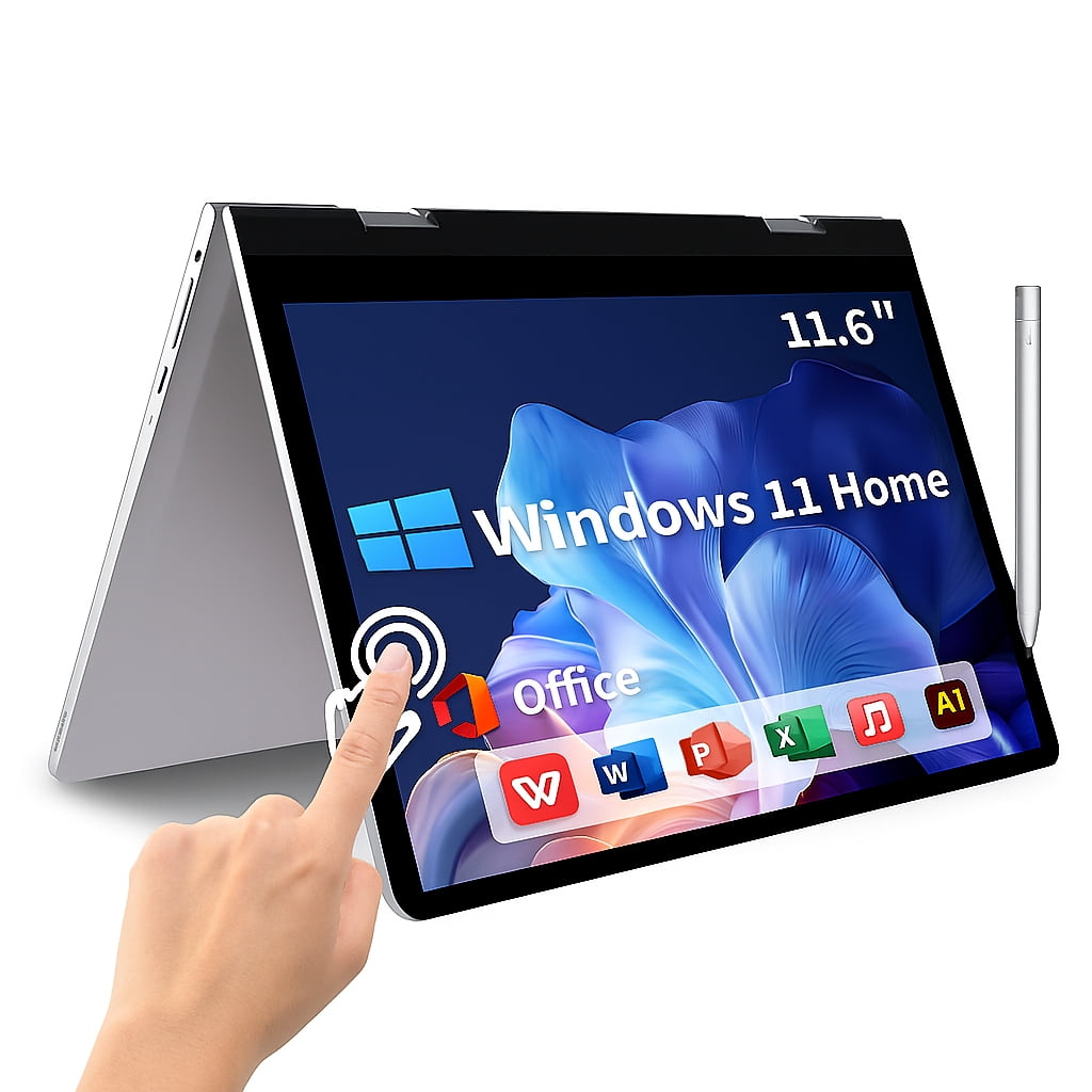 2 in 1 Laptop Touchscreen with Windows 11 and Stylus Pen, 12 inch ...