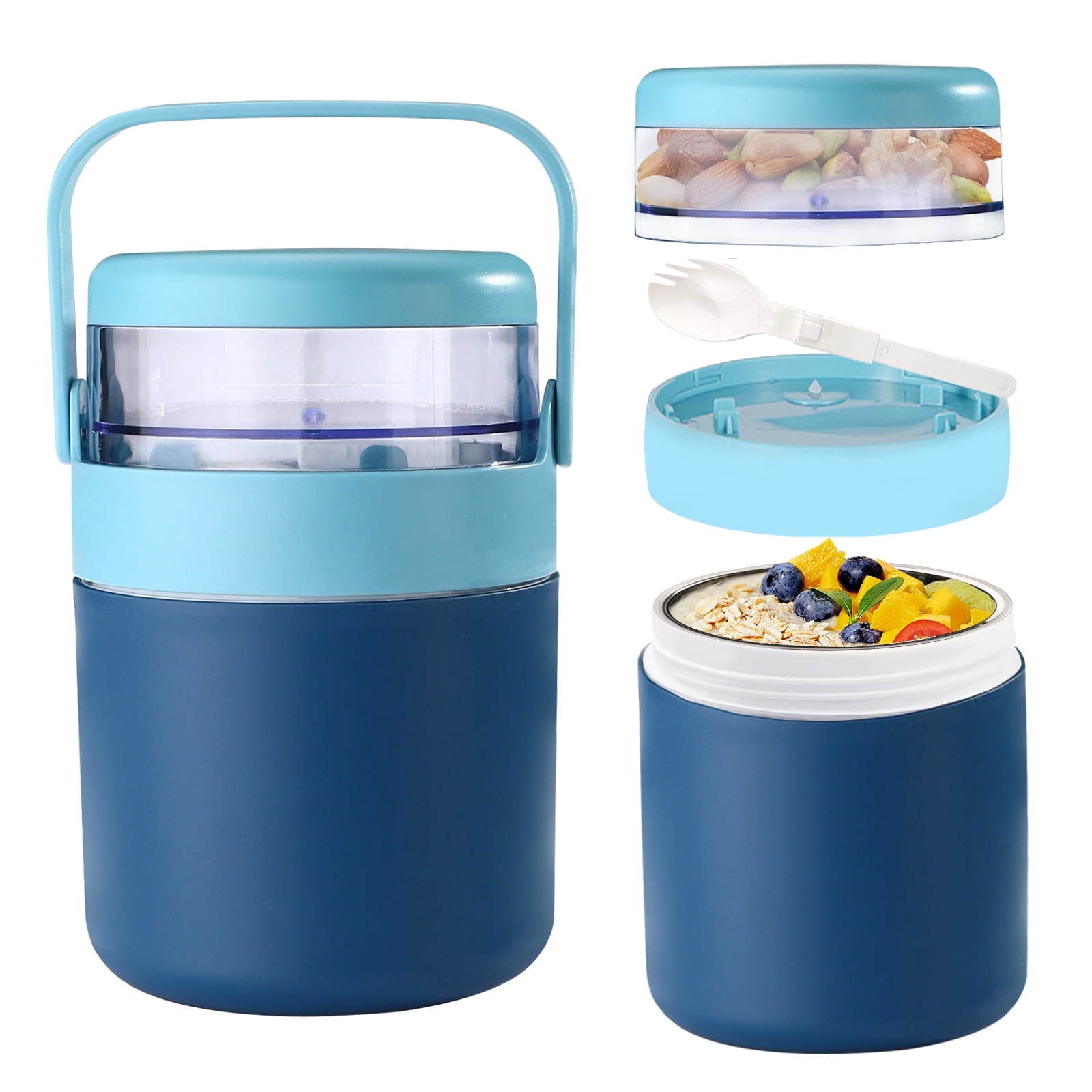 2 in 1 Leak Proof Insulated Food Jar, 24.6 Oz Wide Mouth Soup Container ...