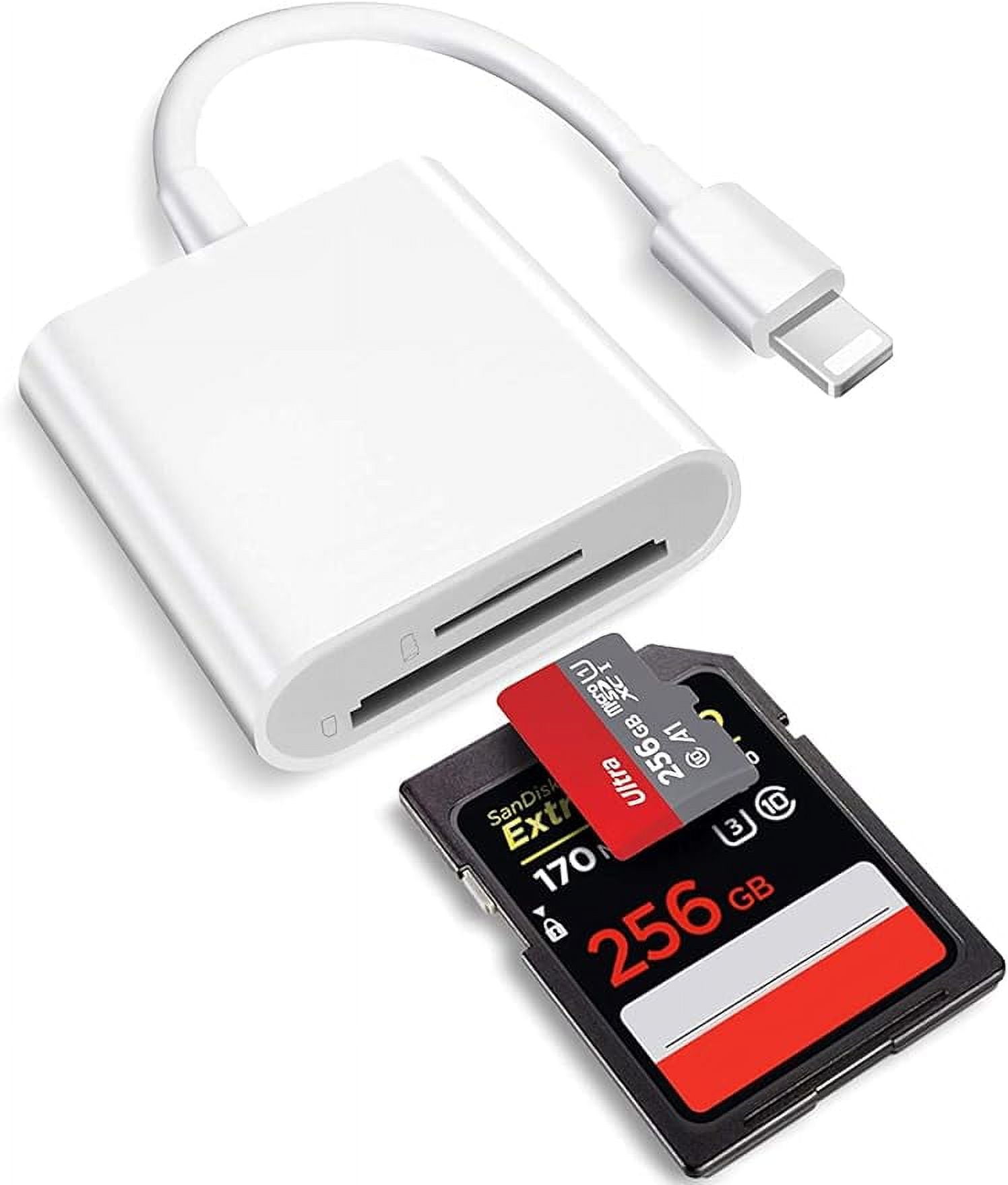 2 in 1 Lightning to SD Card Reader for iPhone,Dual Slot Micro SD TF ...