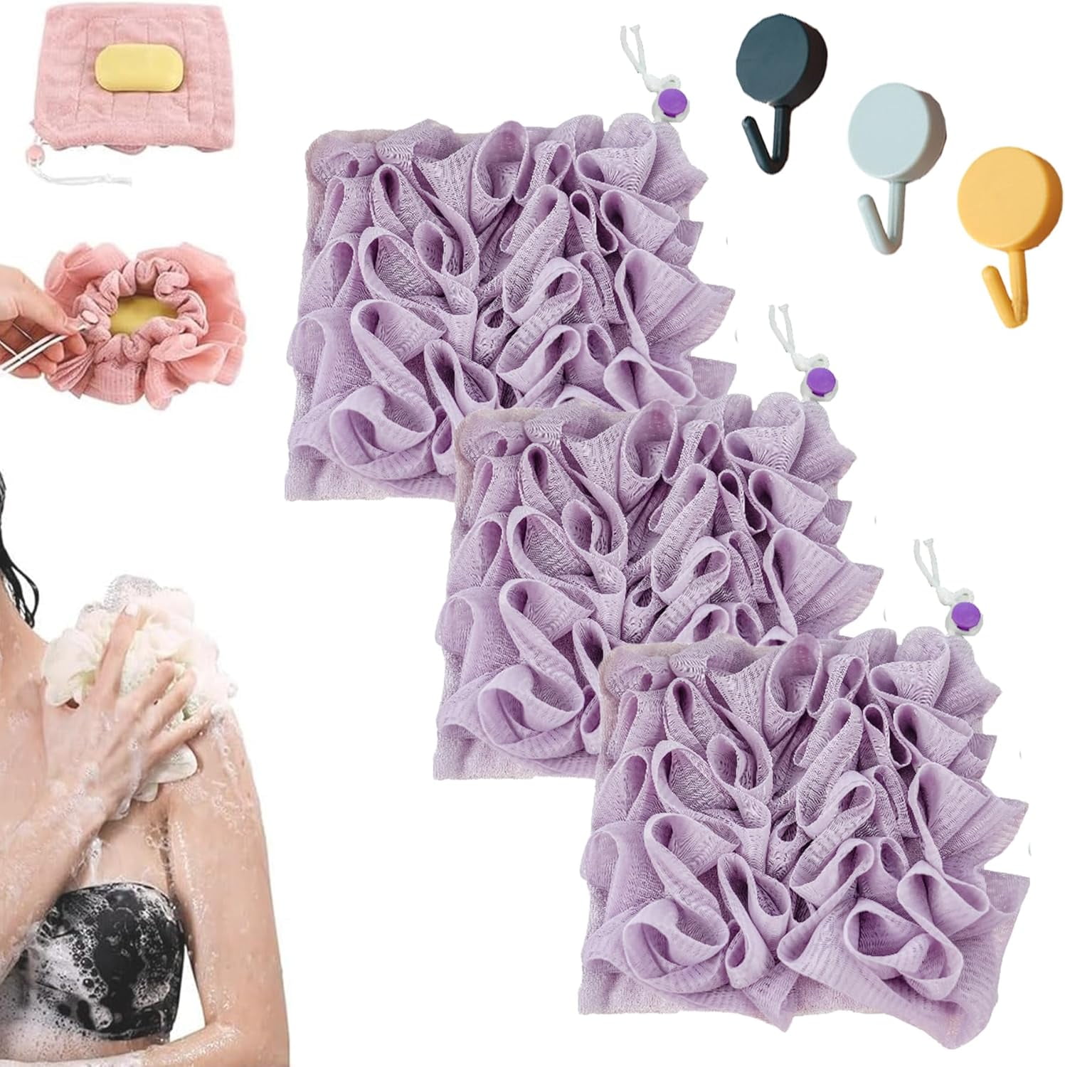 2 in 1 Loofah, 2 in 1 Loofah Sponge Washcloth, Washcloth Loofahs Combo ...