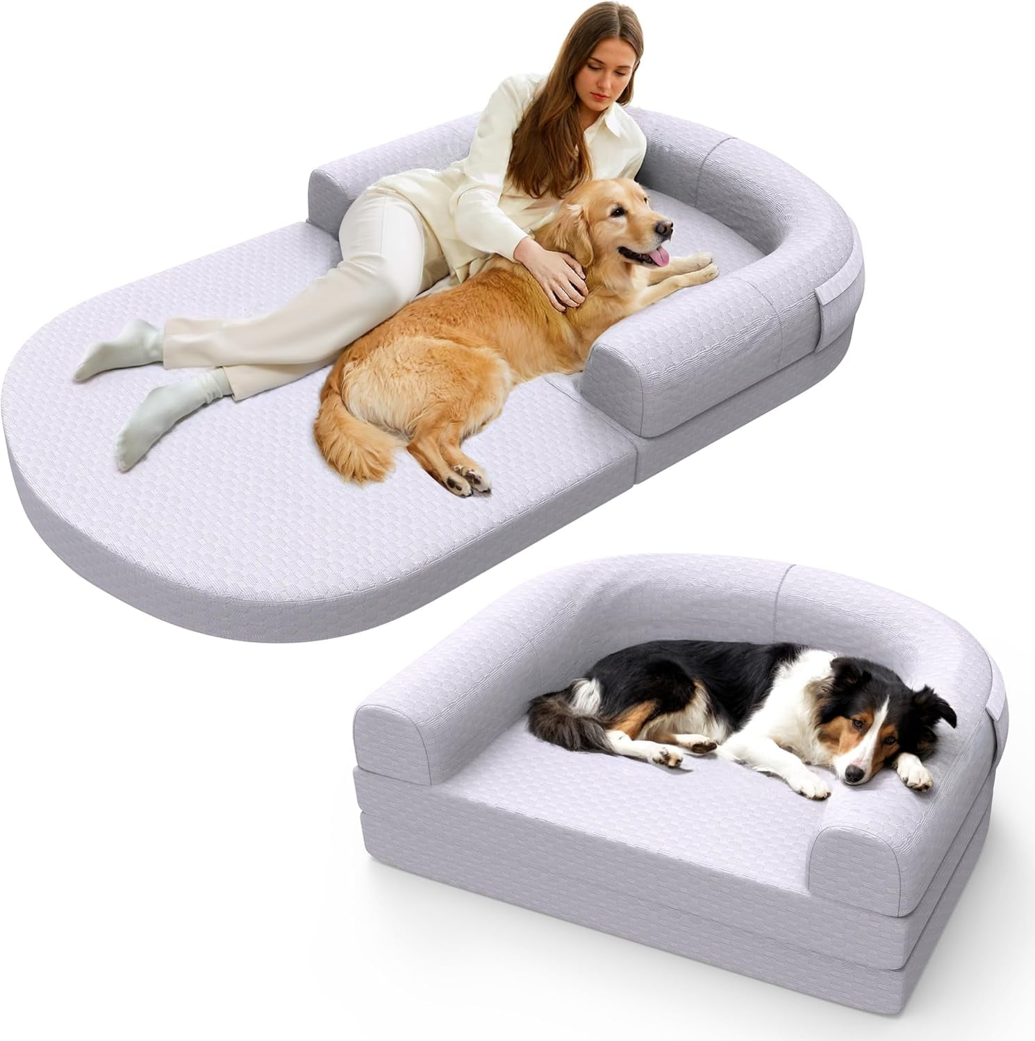 2 in 1 Memory Foam Human Dog Bed Aldult - Extra Large Foldable Floor ...