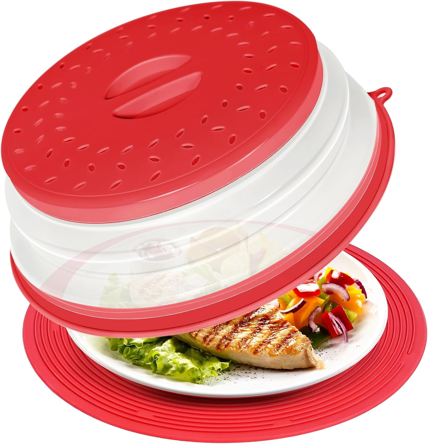 2 In 1 Microwave Splatter Cover & Silicone Mat, Vented Collapsible ...