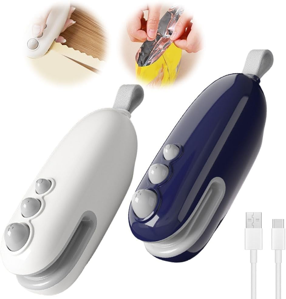 2 in 1 Mini Bag Sealer, 2025 Upgraded USB Rechargeable Chip Bag Sealer ...