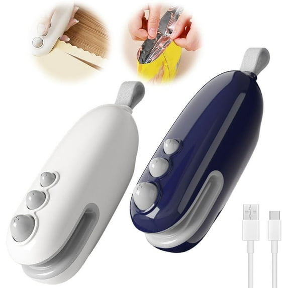 2 in 1 Mini Bag Sealer, 2025 Upgraded USB Rechargeable Chip Bag Sealer ...