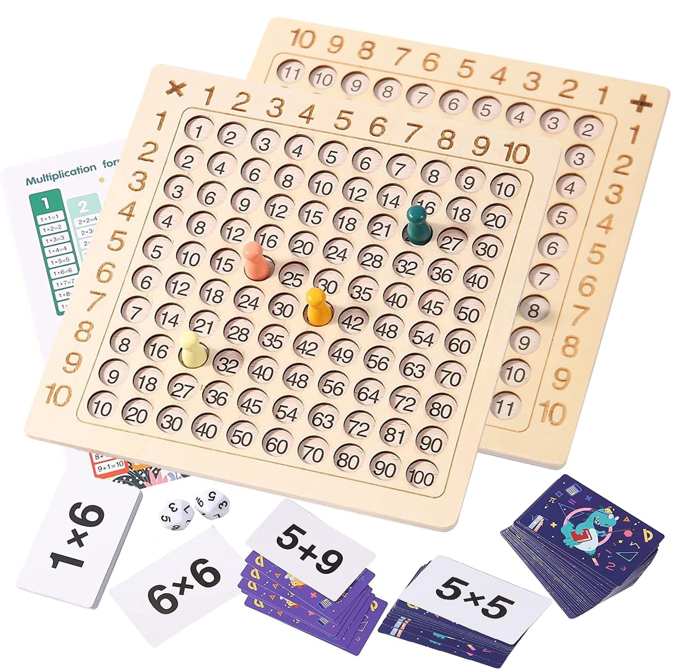 2 in 1 Multiplication Addition Math Board Game for Kids - Wooden ...