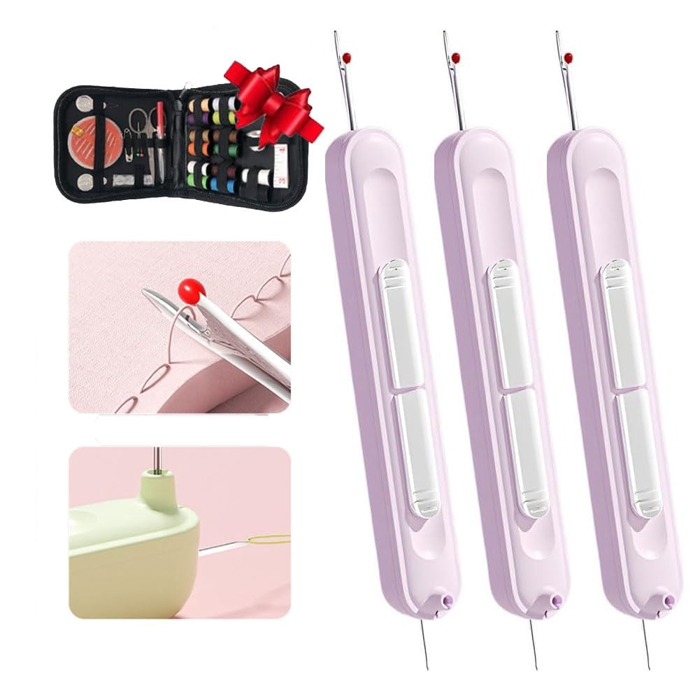 2 in 1 Needle Threader Seam Ripper, Mini Hand Sewing Kit for Beginners ...