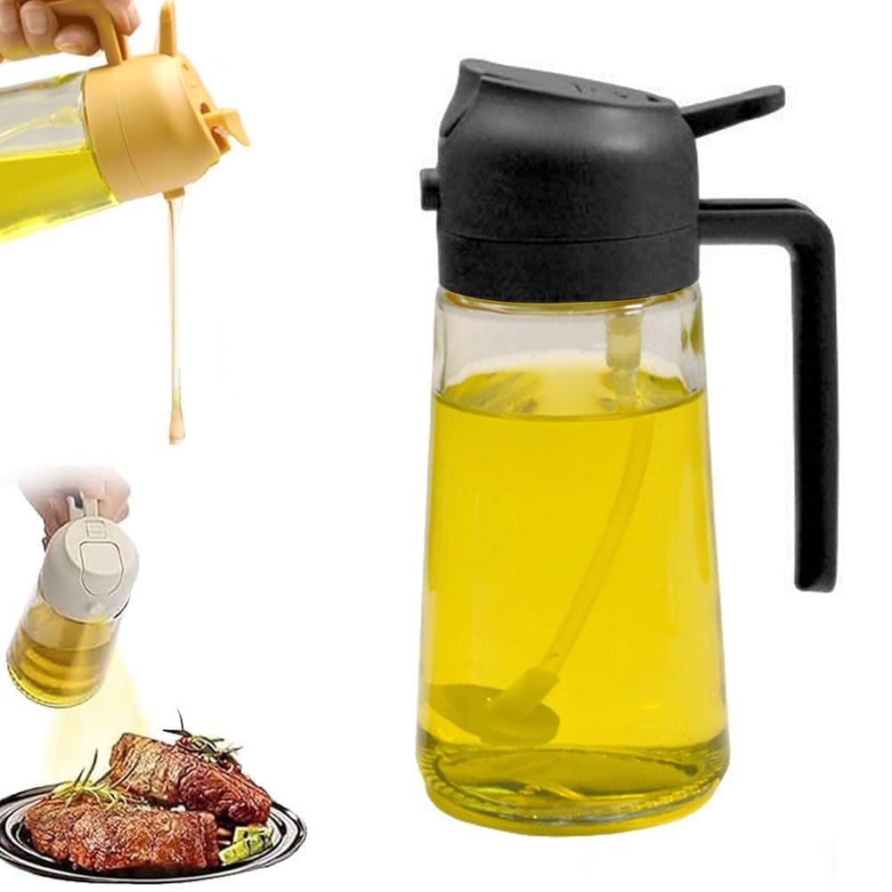 2 in 1 Oil Dispenser and Glass Oil Sprayer for Kitchen Cooking, 470ml ...