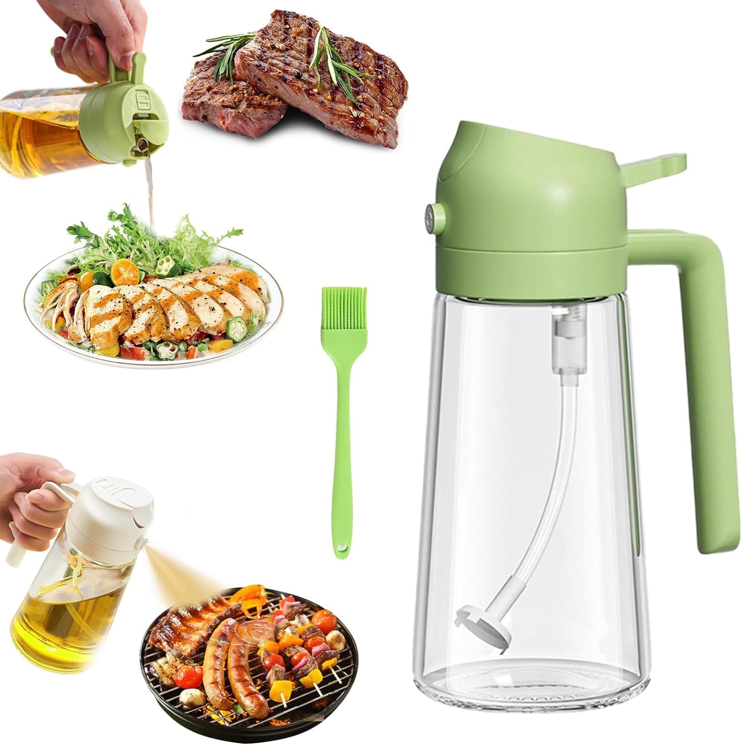 2 in 1 Oil Dispenser and Oil Sprayer,2 In 1 Glass Oil Sprayer ...