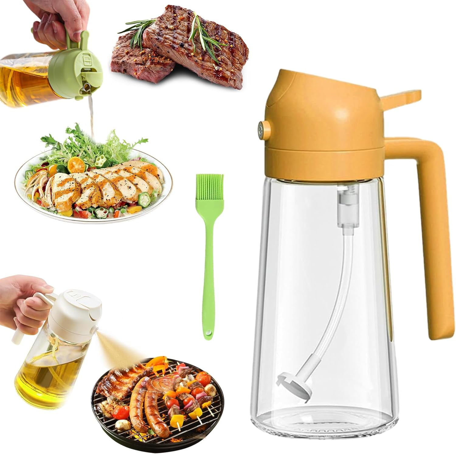 2 in 1 Oil Dispenser and Oil Sprayer,2 In 1 Glass Oil Sprayer ...