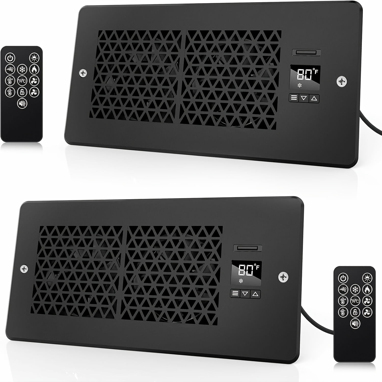 2/1 Pack Register Booster Fan (4in x 10in) - Remote & Thermostat ...