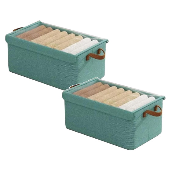 2/1 Pack Stackable Clothes Organizer Box, Fabric Storage Box with Metal ...