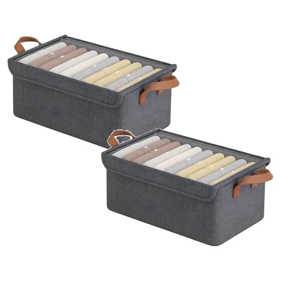 2/1 Pack Stackable Clothes Organizer Box, Fabric Storage Box with Metal ...