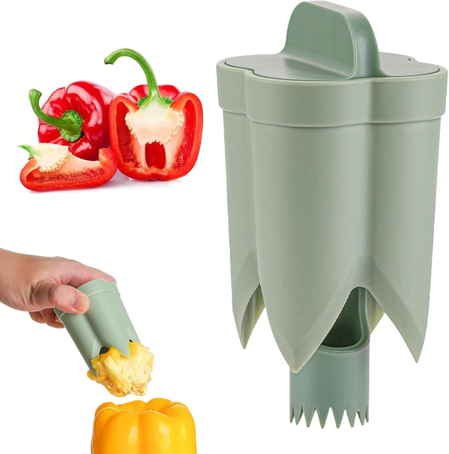 2 in 1 Pepper Seed Corer Remover, 2026 New Bell Pepper Cutter Pepper ...