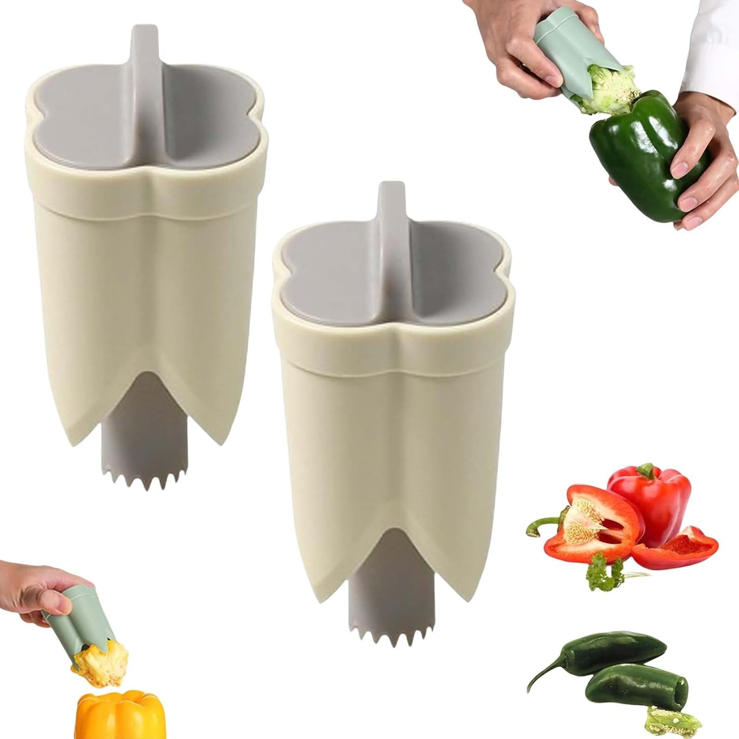 2 in 1 Pepper Seed Corer Remover, Fruit Pepper Corer Bell Pepper Corer ...
