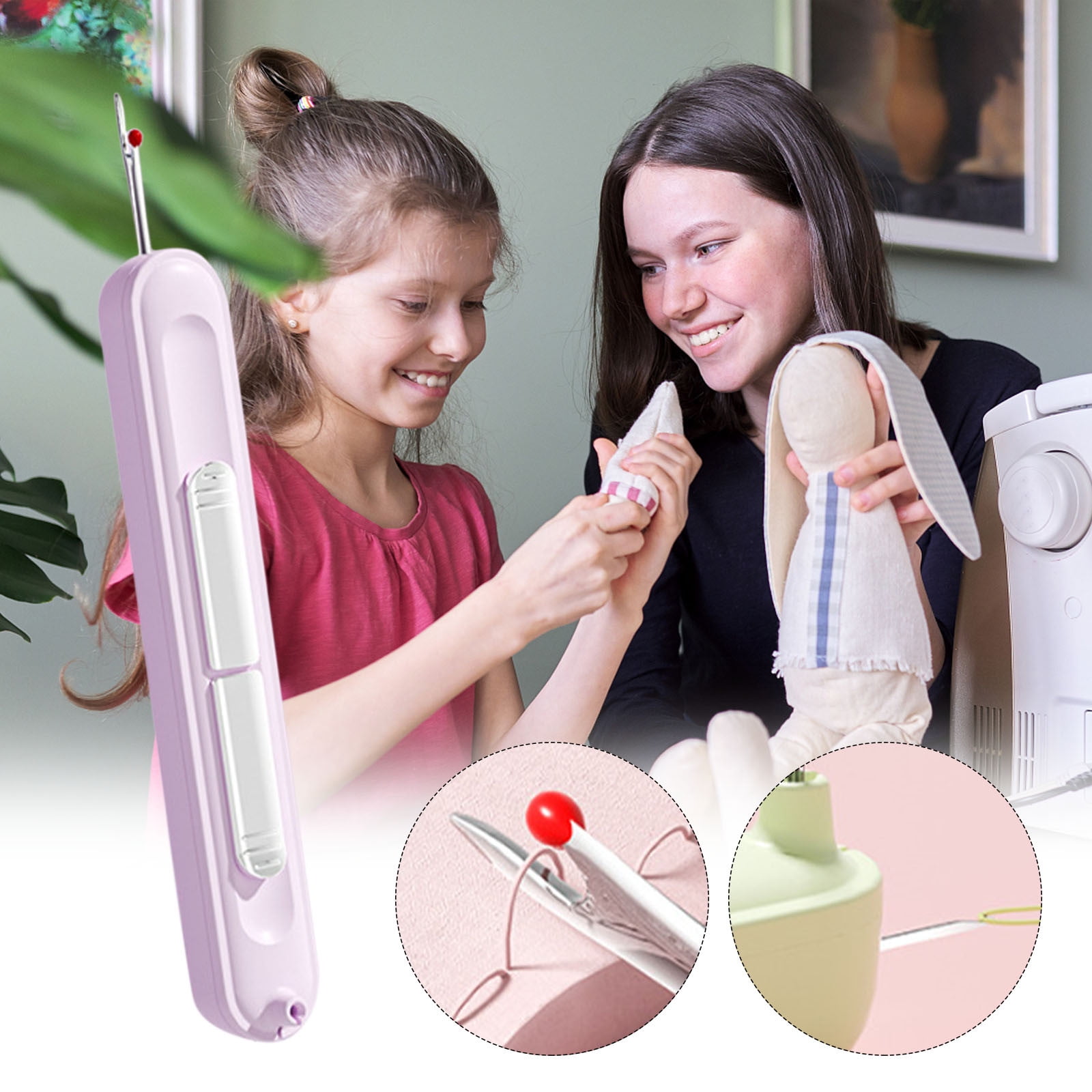 2 in 1 Plug-in Needle Threader, Automatic Needle Threader & Seam Ripper ...