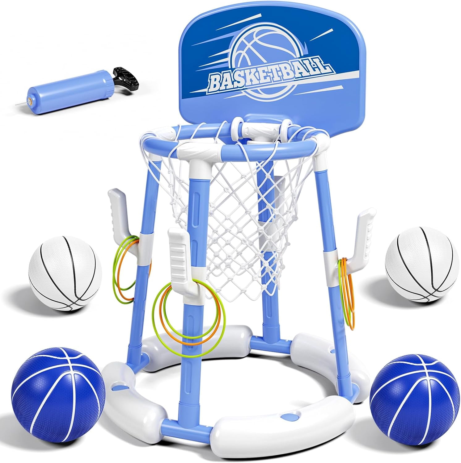 2 in 1 Pool Basketball Hoop with Backboard & Ring Toss Game,Floating ...