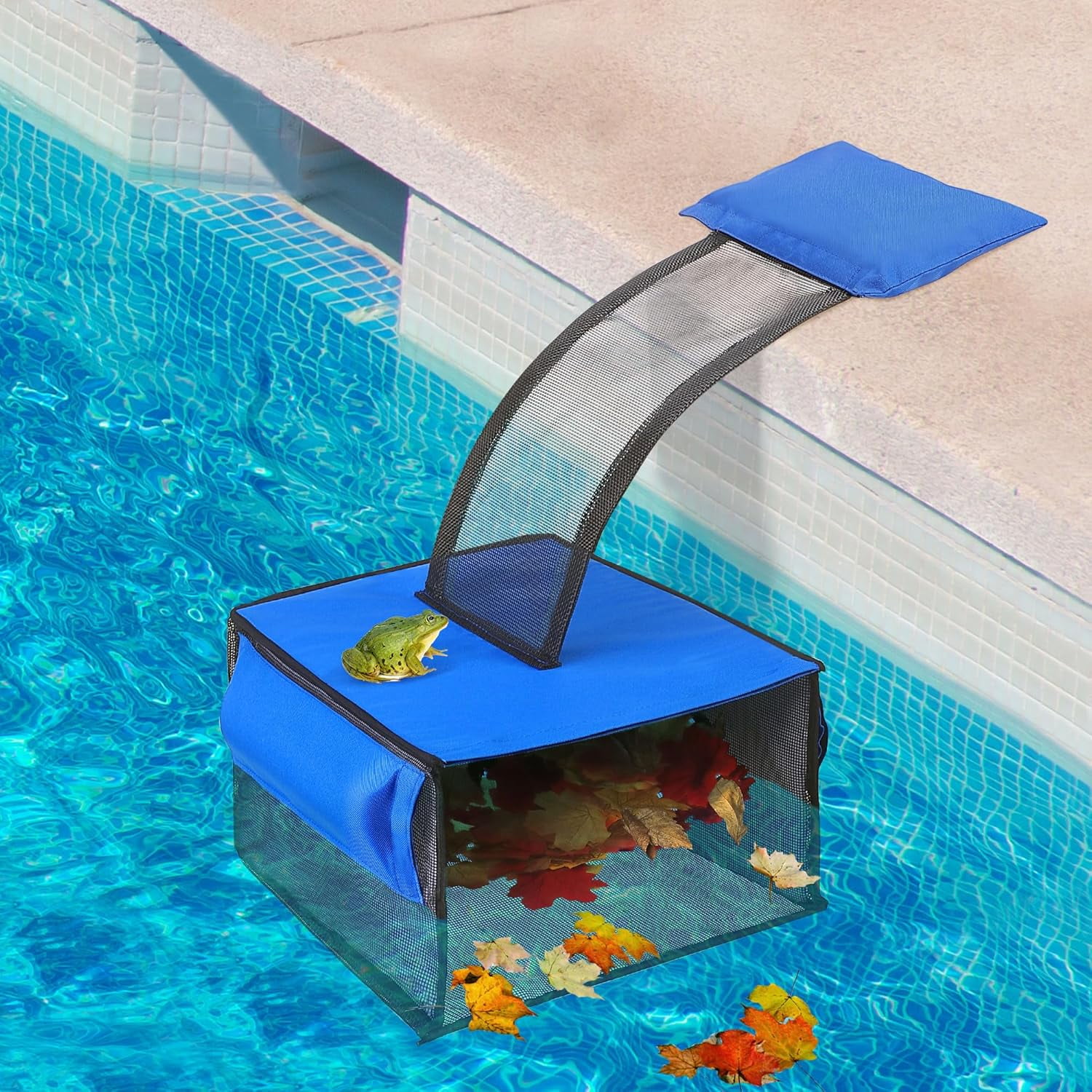 2 IN 1 Pool Leaf Catcher with Animal Saving Escape Ramp, Floating Leaf ...