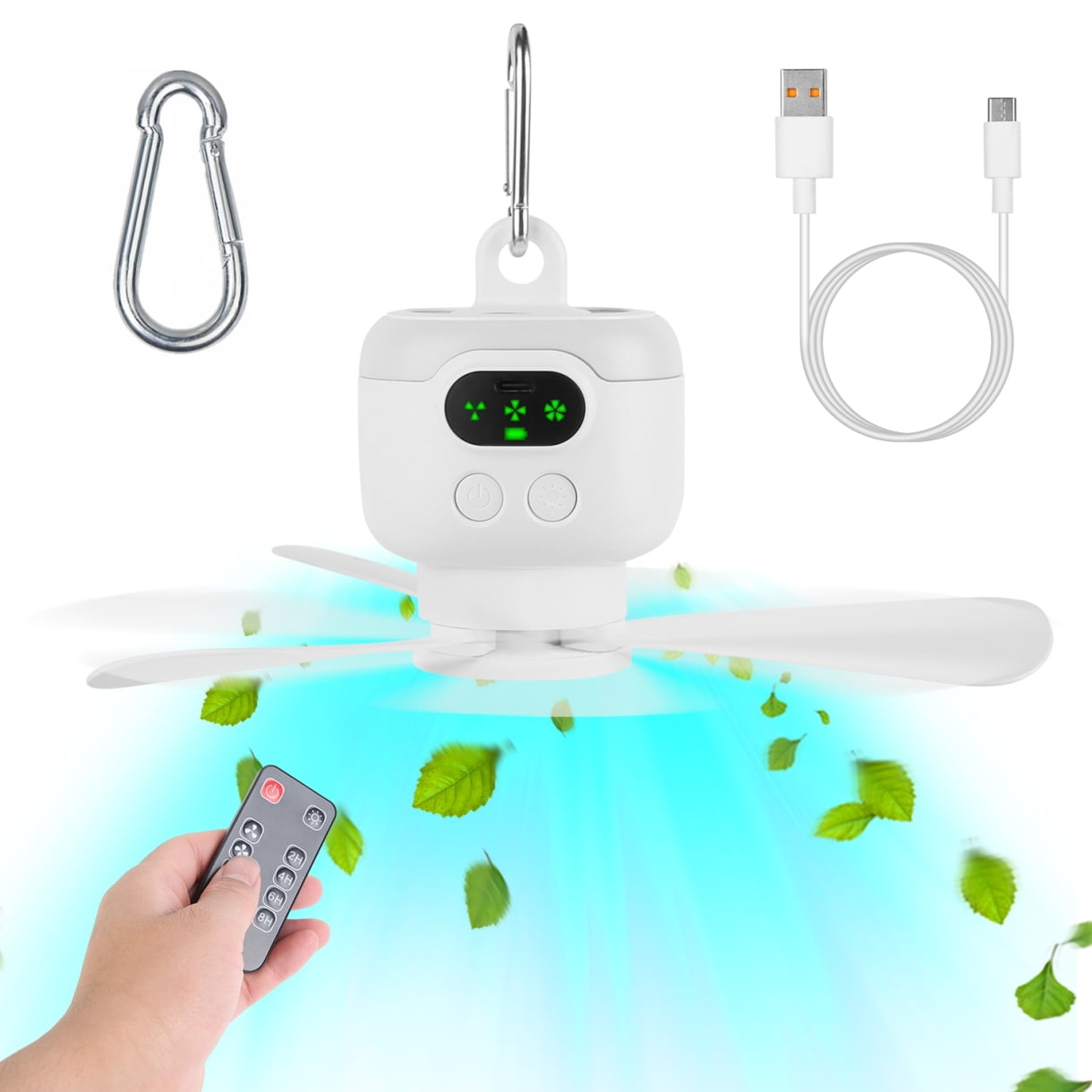 2 In 1 Portable Camping Fan with LED Lantern and Remote Control ...