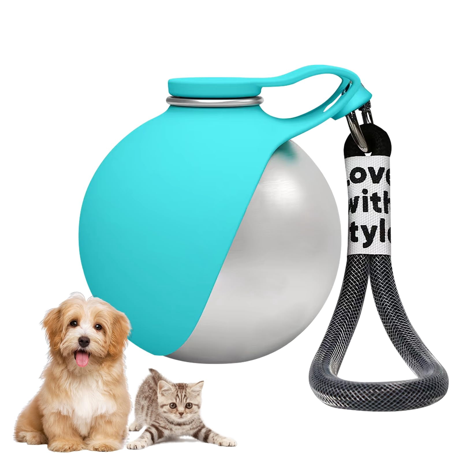 2 in 1 Portable Dog Water Bottle, 10oz Stainless Steel Leak Proof Pet ...