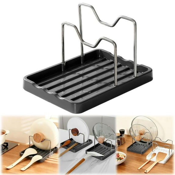 2 in 1 Pot Lid Holder & Spoon Rest for Kitchen Counter, Multifunctional ...