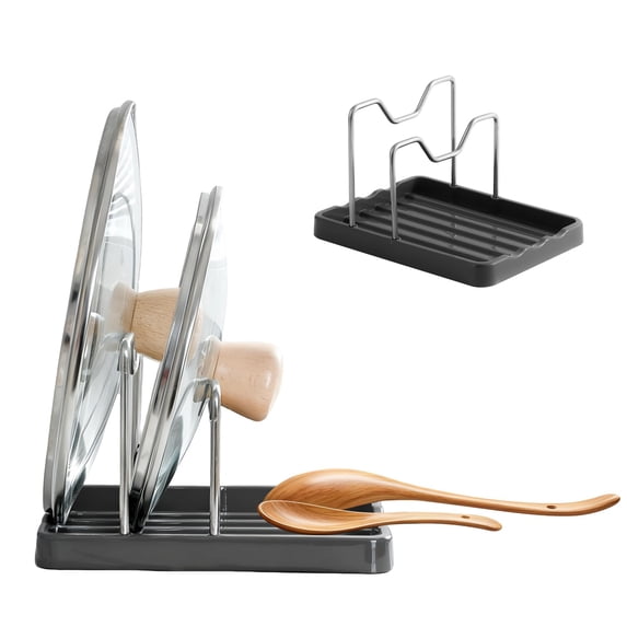 2 in 1 Pot Lid Holder & Spoon Rest for Kitchen Counter,Plastic Utensil ...