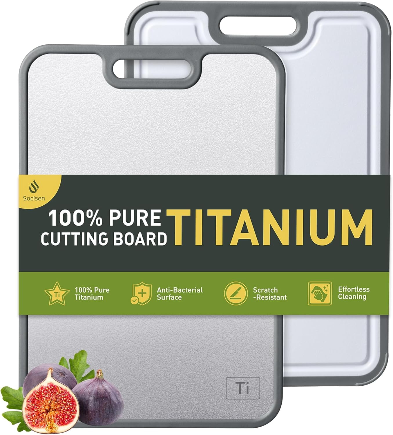 2 in 1 Pure Titanium Cutting Boards for Kitchen Chopping Board with ...