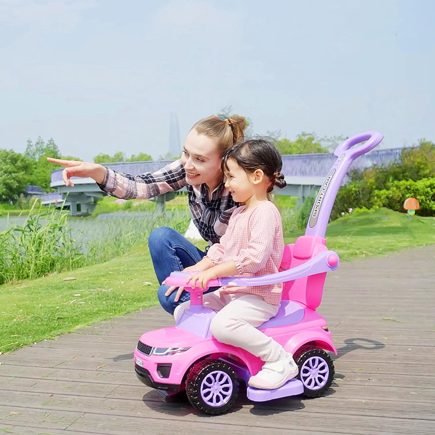 2 in 1 Push Cars for Toddlers Kid Ride on Push Car Stroller Sliding Car ...