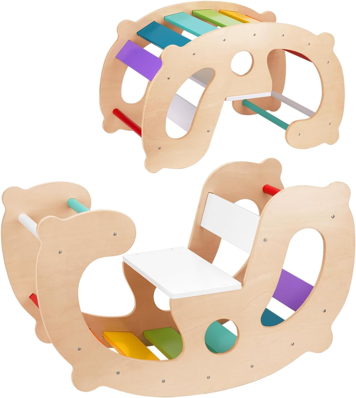 2 in 1 Rainbow Climbing Toys - Pikler Montessori Climbing Set, Wooden ...