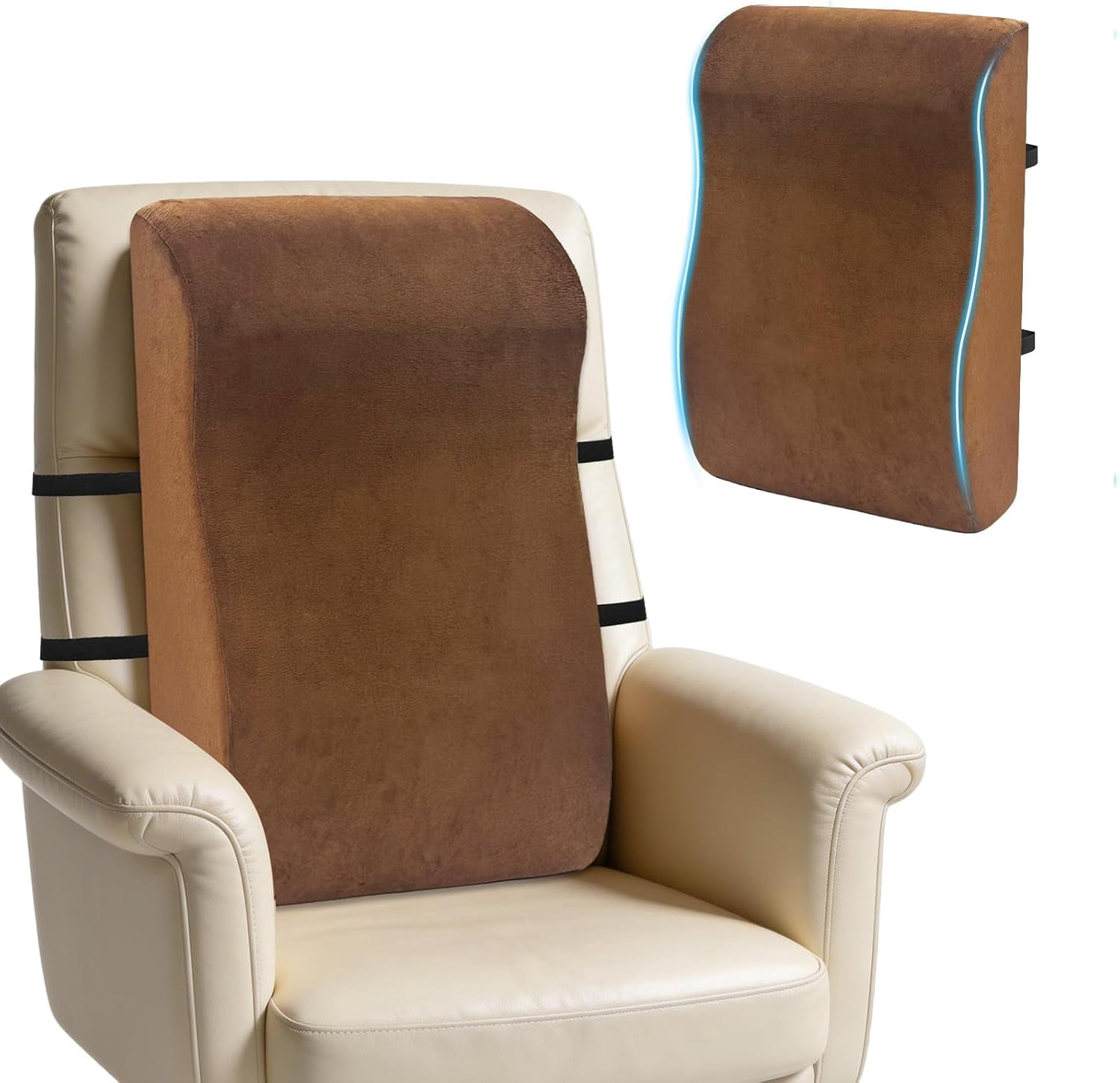 2 in 1 Recliner Neck and Lumbar Support Pillow Ergonomic Memory Foam ...
