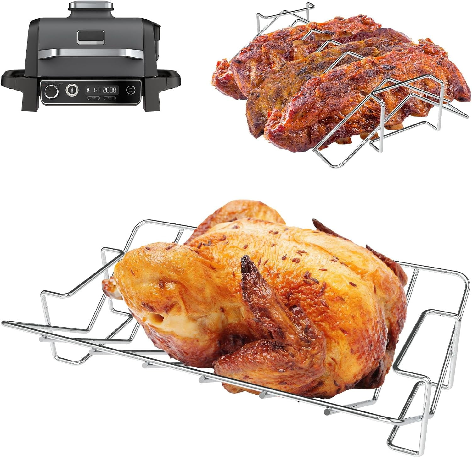 2 in 1 Rib Rack for Ninja Smoker OG900 OG800 OG951 OG952 Series Turkey ...