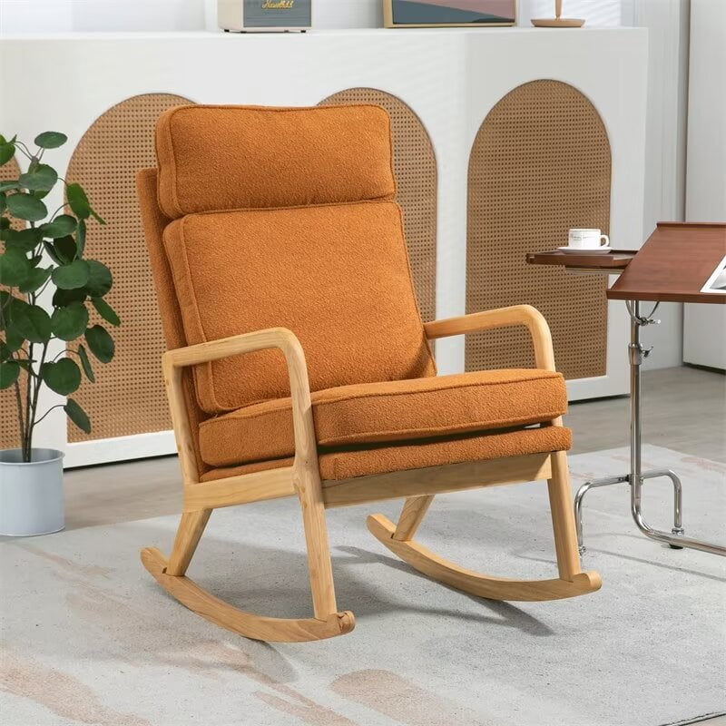 2 in 1 Rocking Chair for Nursery, 25.2"W Modern Accent Lounge Armchair ...