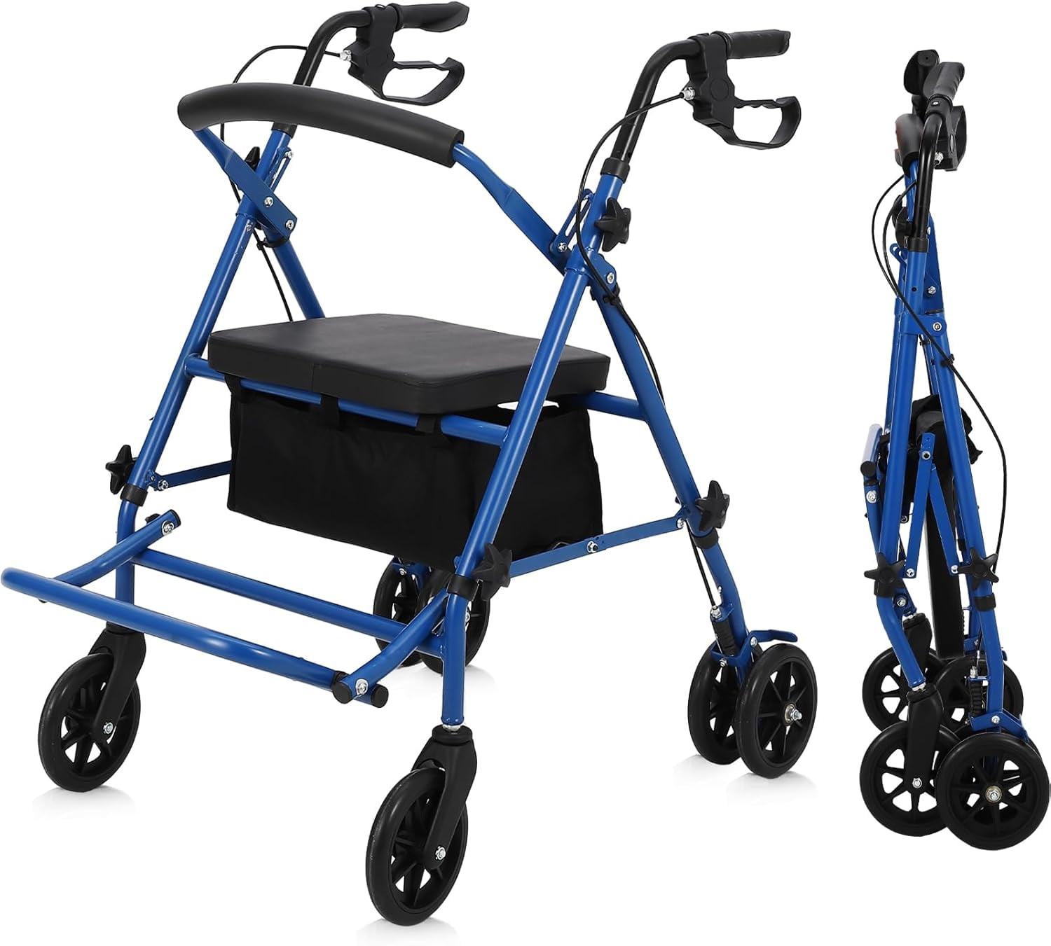 2 in 1 Rollator Walker & Transport Chair for Seniors with Seat, Folding ...