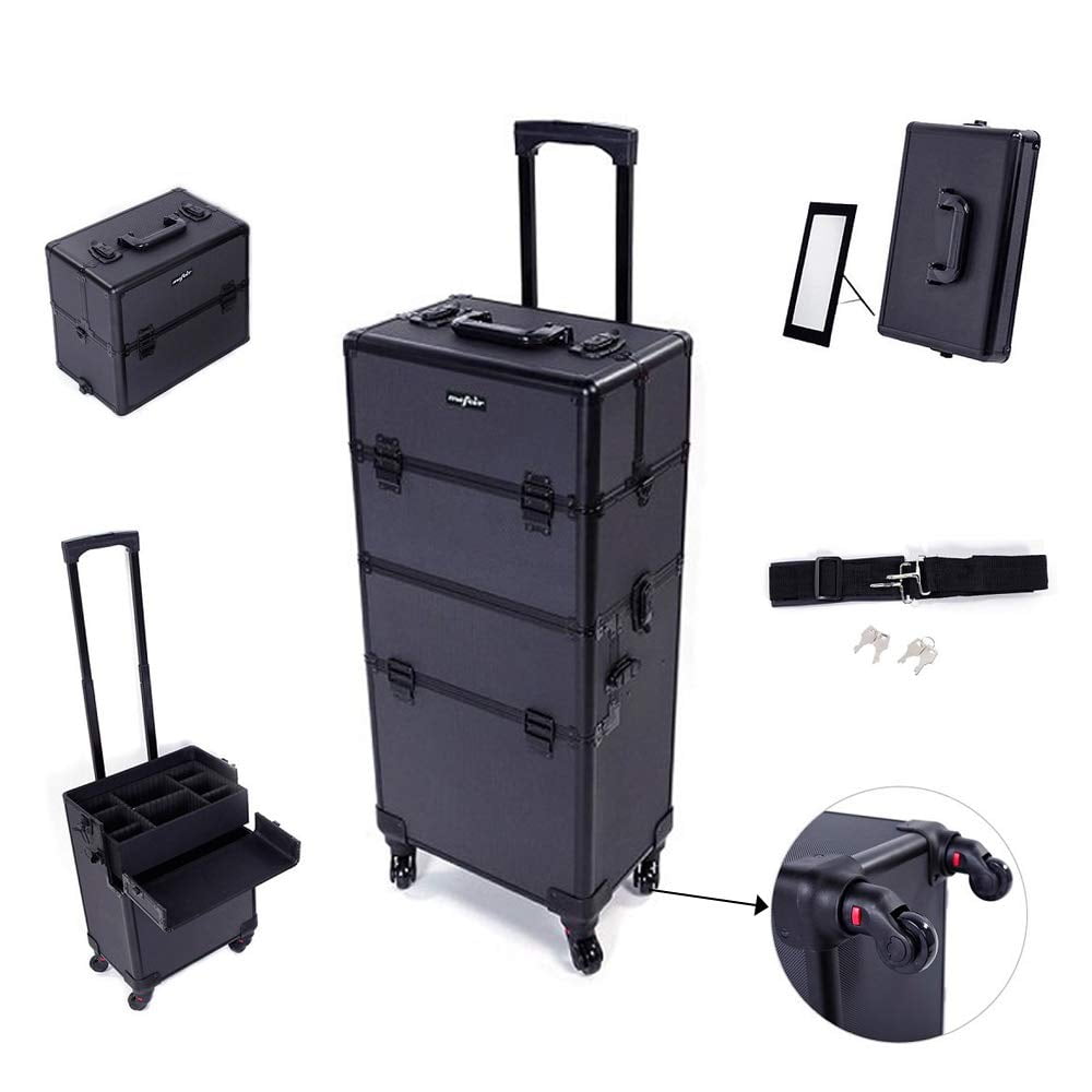 2 in 1 Rolling Makeup Train Case Professional Cosmetic trolley on ...
