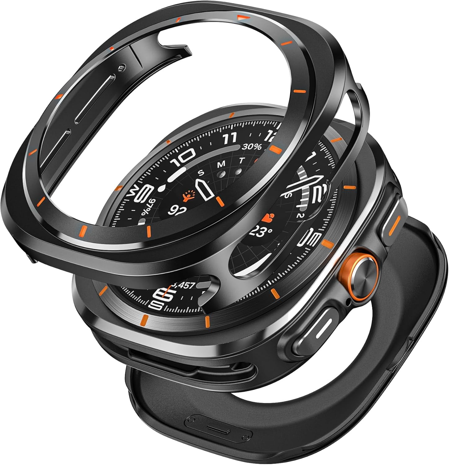 2 in 1 Rugged Metal Case for Samsung Galaxy Watch 7 Ultra Case ...