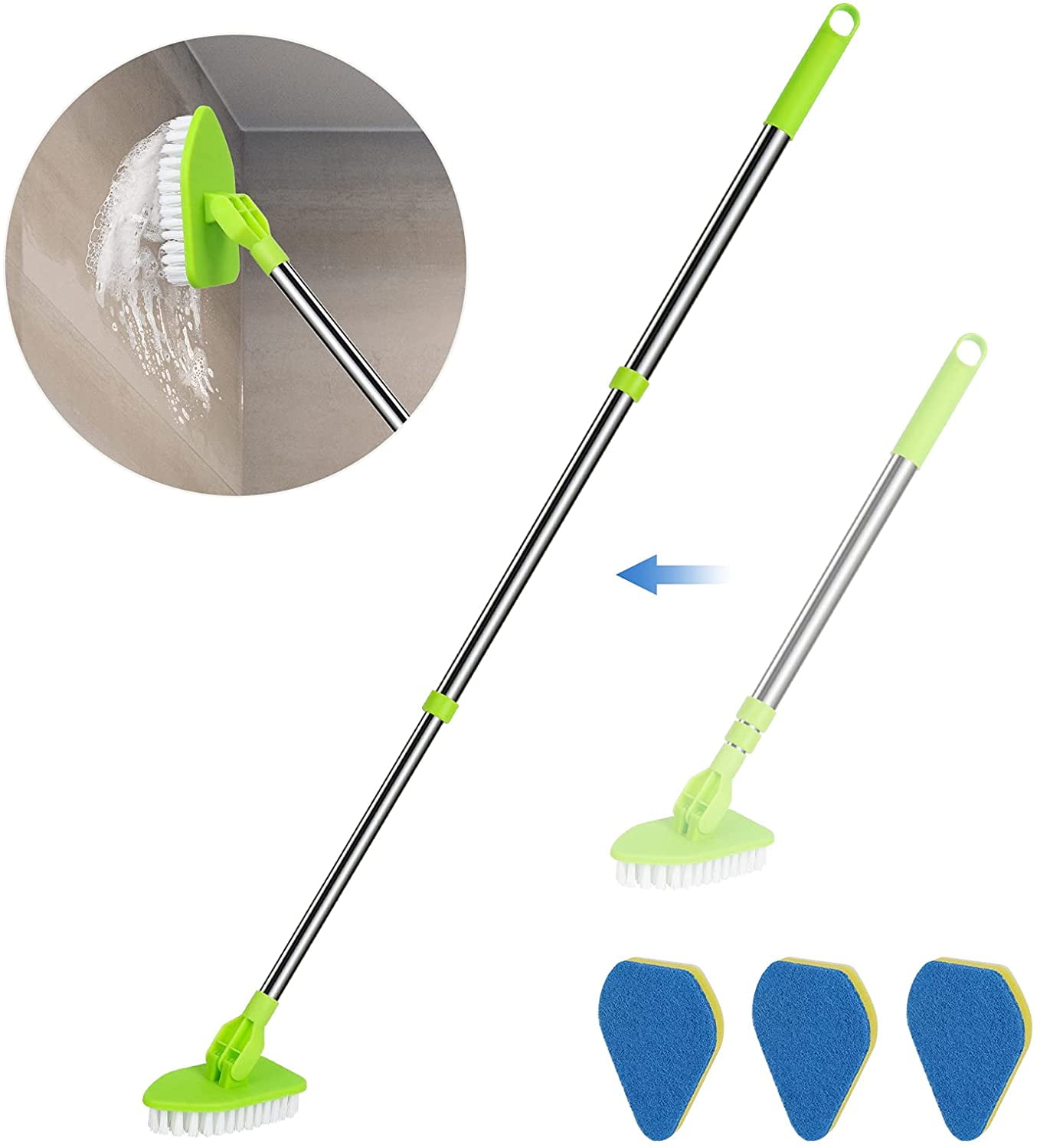 2 in 1 Scrub Cleaning Brush with 37” Long Extendable Handle,1 Stiff ...