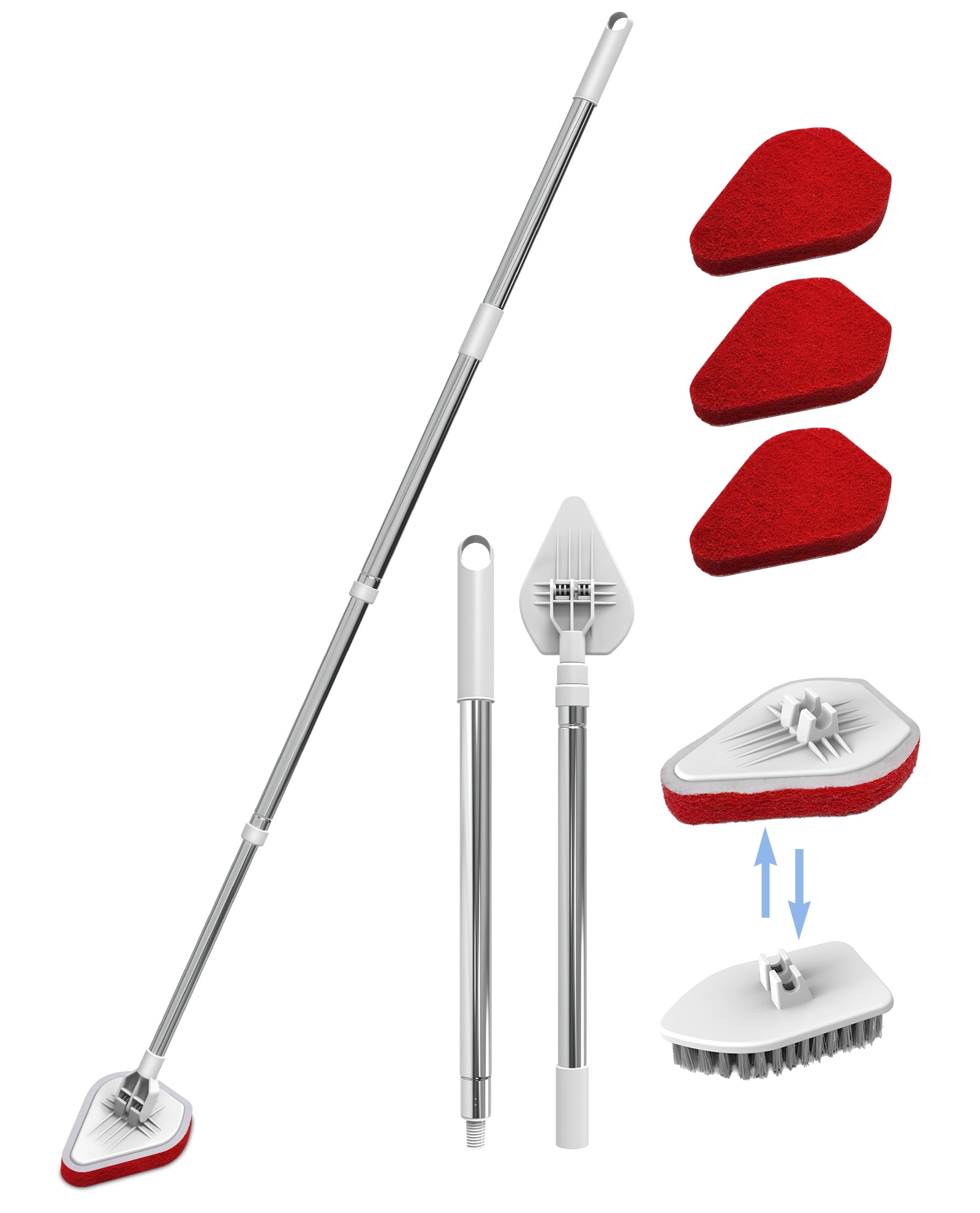 2 in 1 Scrub Cleaning Brush with Long Handle 46''?Extendable Tub & Tile ...