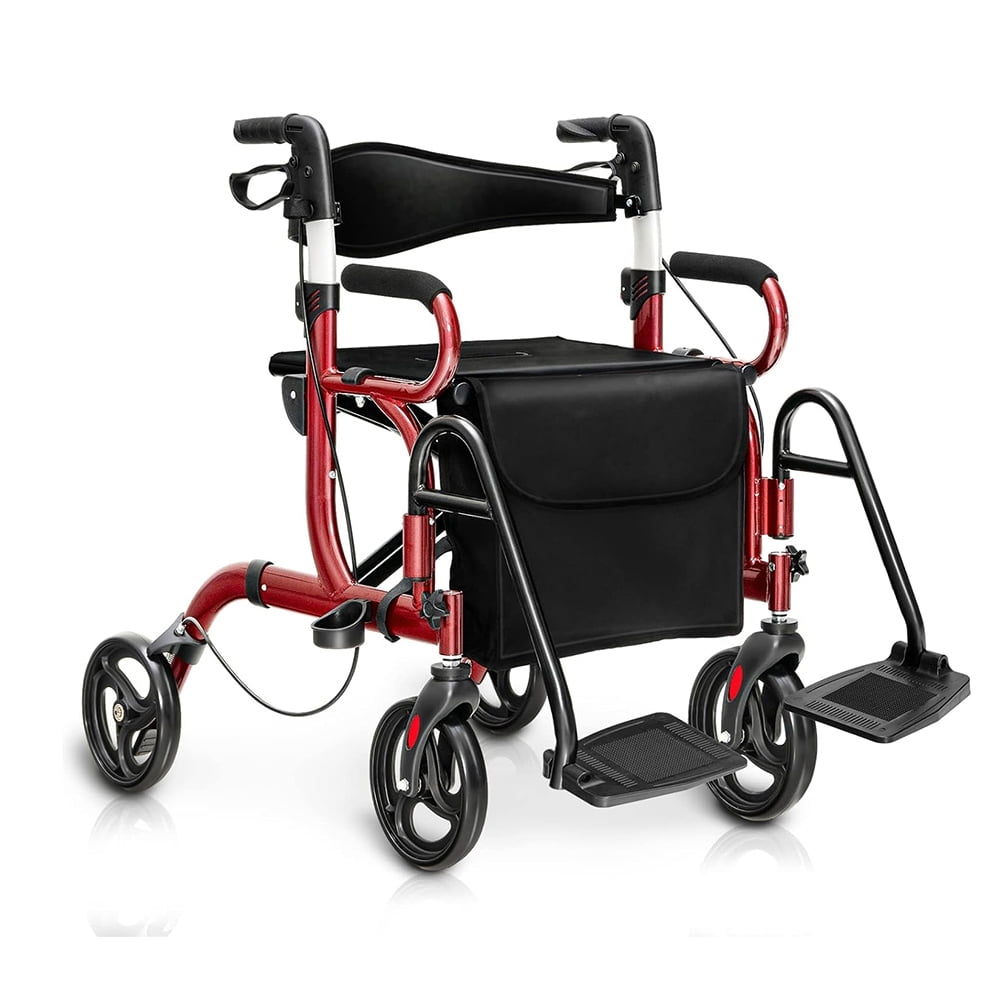 2 in 1 Seniors Rollator Walker, Medical Walker with Seat and 8" Wheels ...