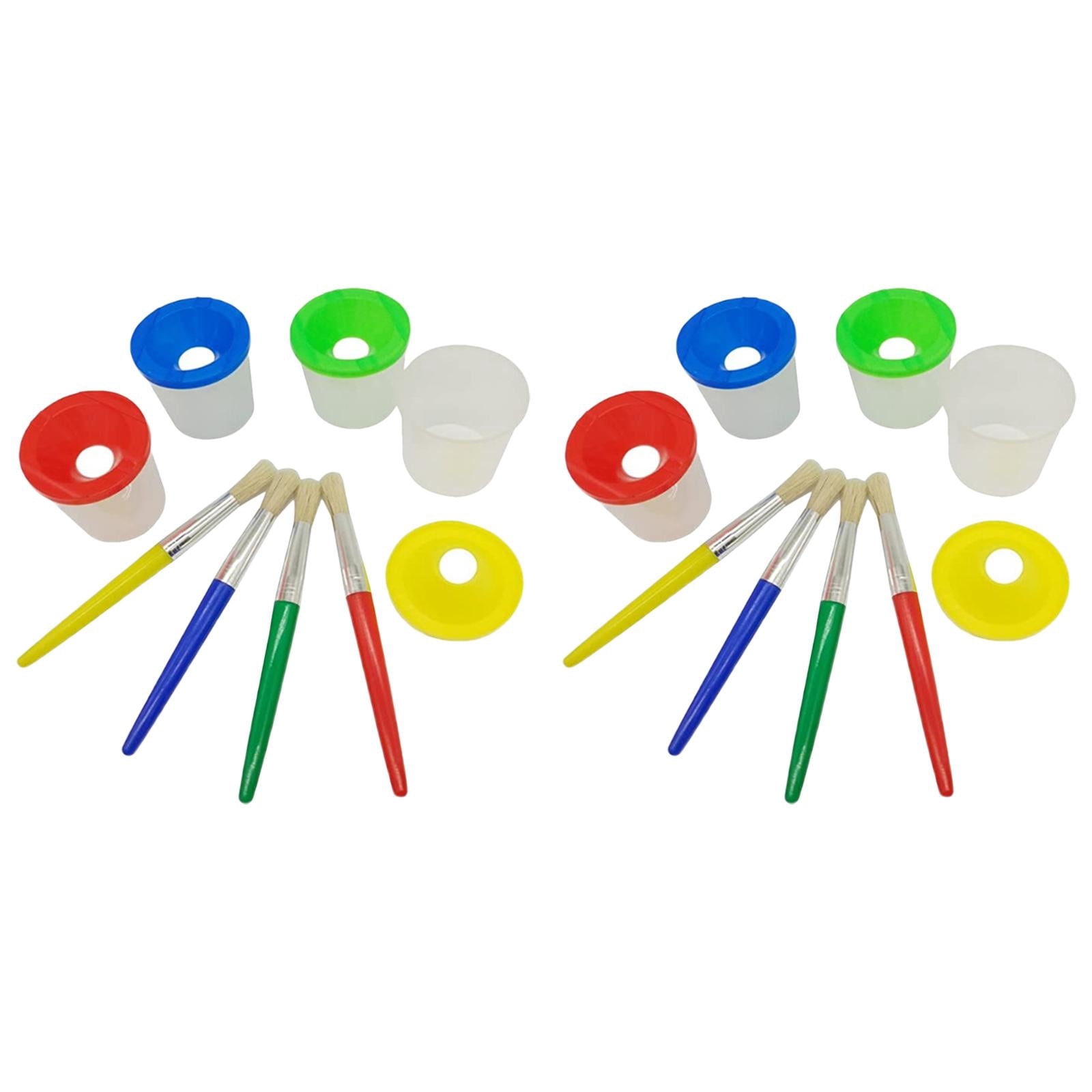 2/1 Sets Art Painting Kit Leak Proof Paint Cups with Colored Lids & 4 ...