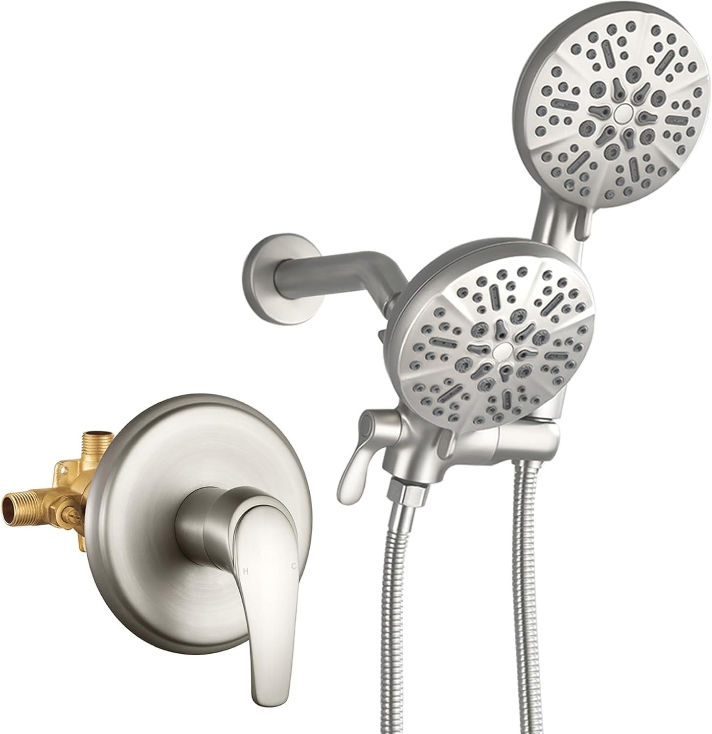 2 in 1 Shower Combo Set with Dual Shower Faucet, High Pressure Handheld ...