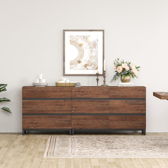 2 In 1 Sideboard Buffet Cabinets With 9 Drawers, Modern Sideboard ...