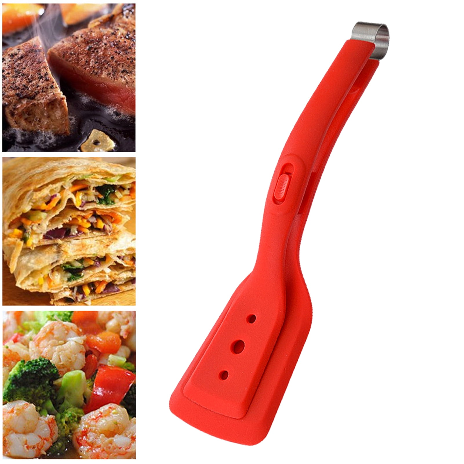 2 in 1 Spatula Tongs, Fish Turner Spatula Double Sided, Silicone Grill ...