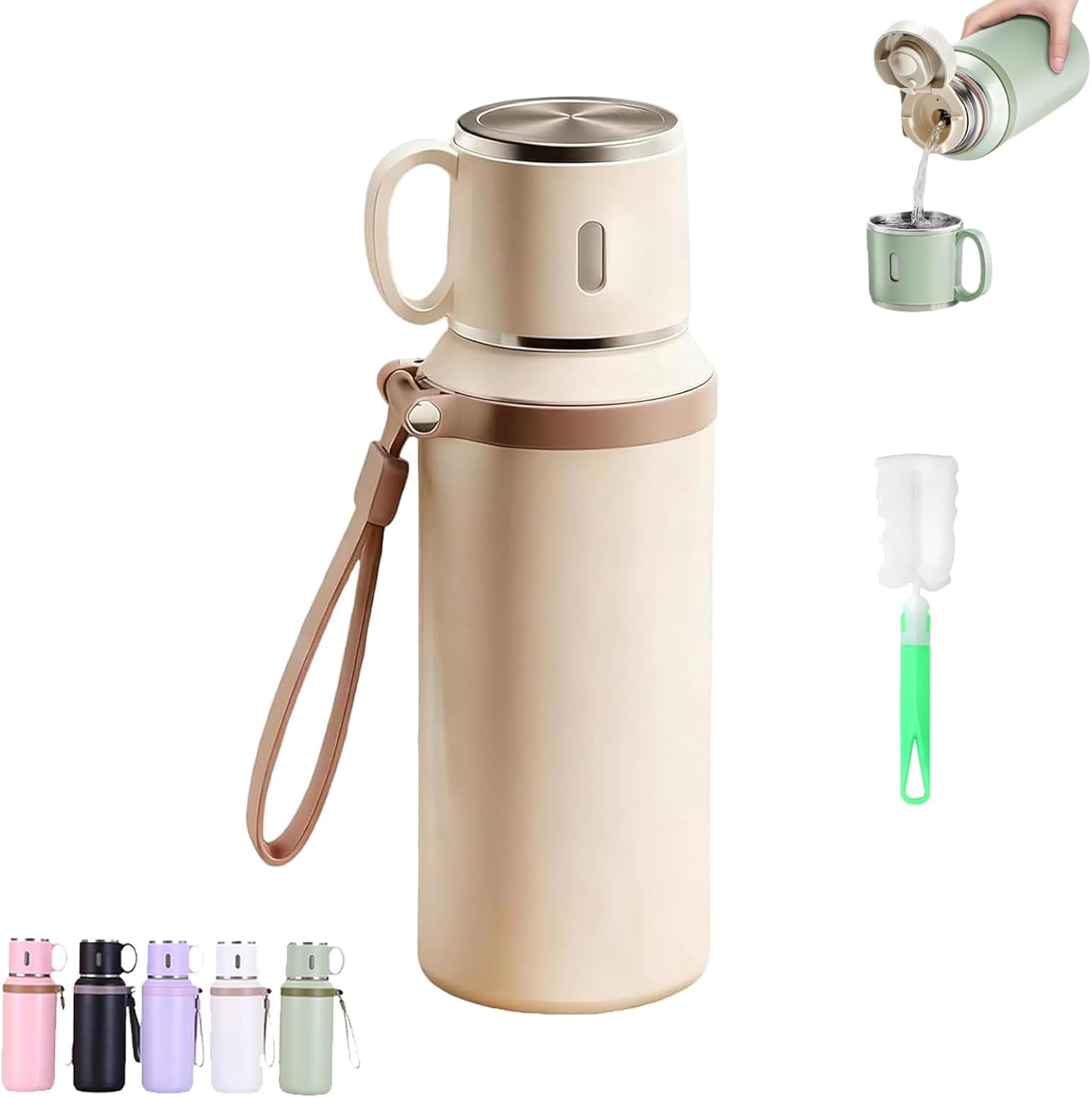 2 in 1 Stainless Steel Vacuum Insulated Bottle with Lidded Cup, Double ...