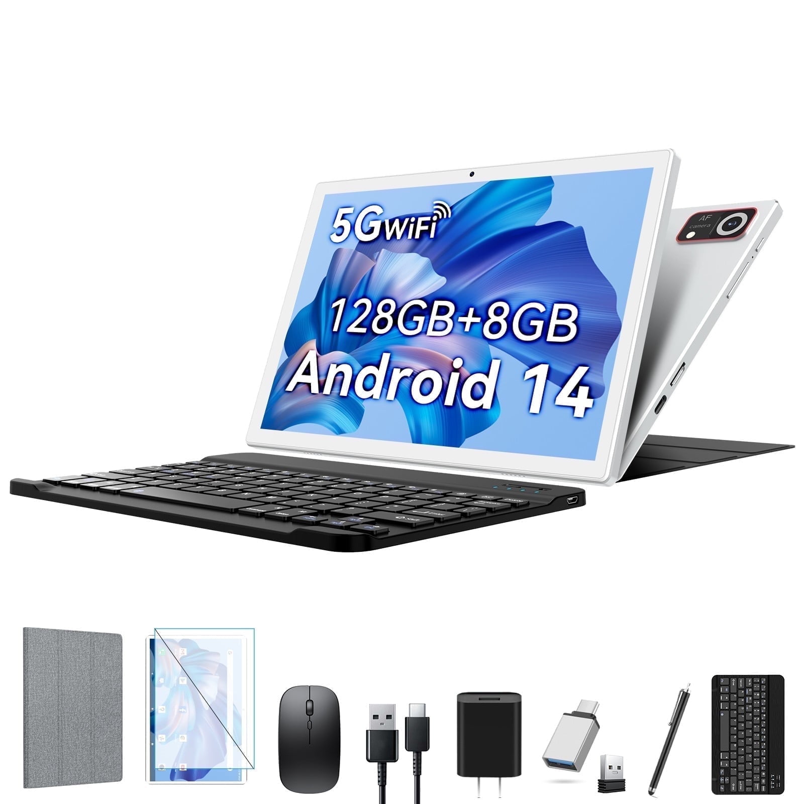 2 in 1 Tablet 10 inch, Android 14 Tablet with Keyboard,4GB+64GB ROM/1TB ...
