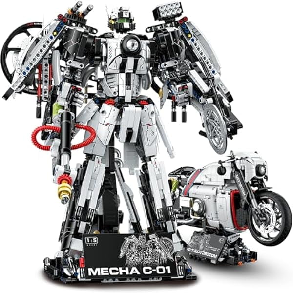 2 in 1 Technic Motorcycle Building Block Set, Transformer Mech Brick,1: ...
