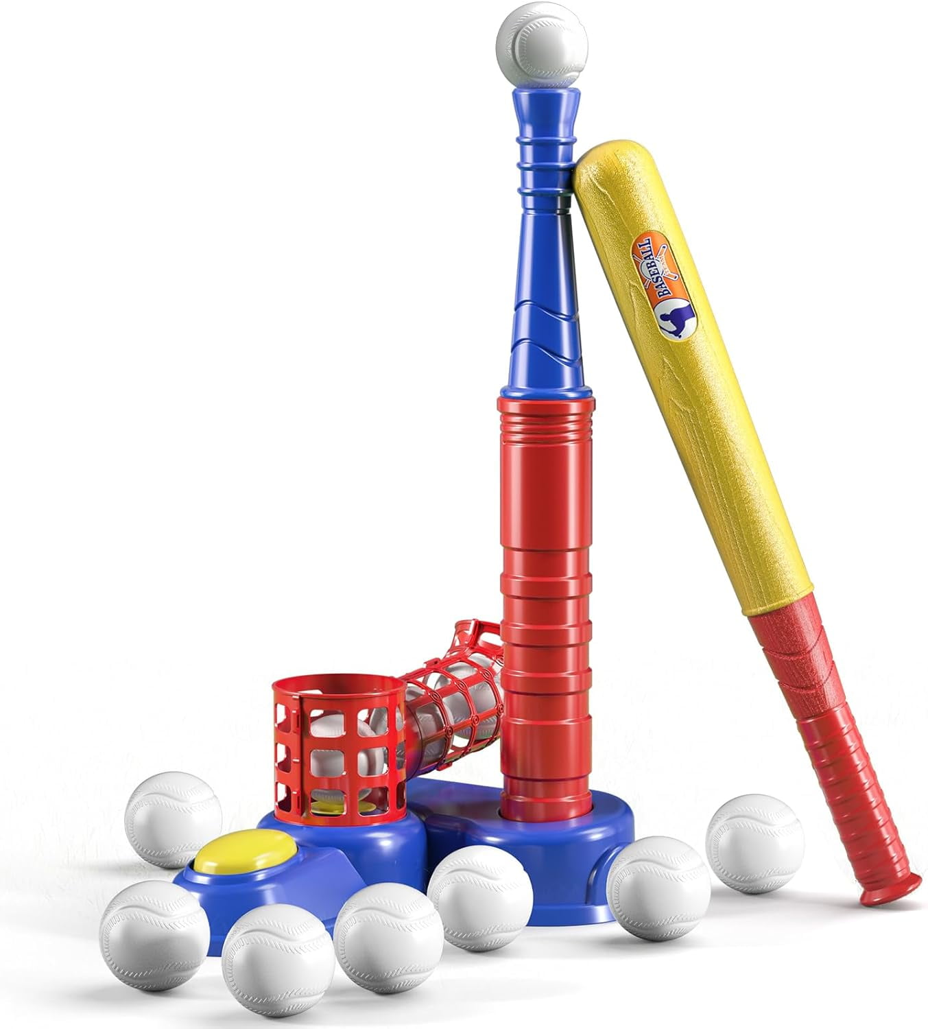2 in 1 Tee Ball Set for Kids 3-8, Kids Baseball T-Ball Set with 10 ...