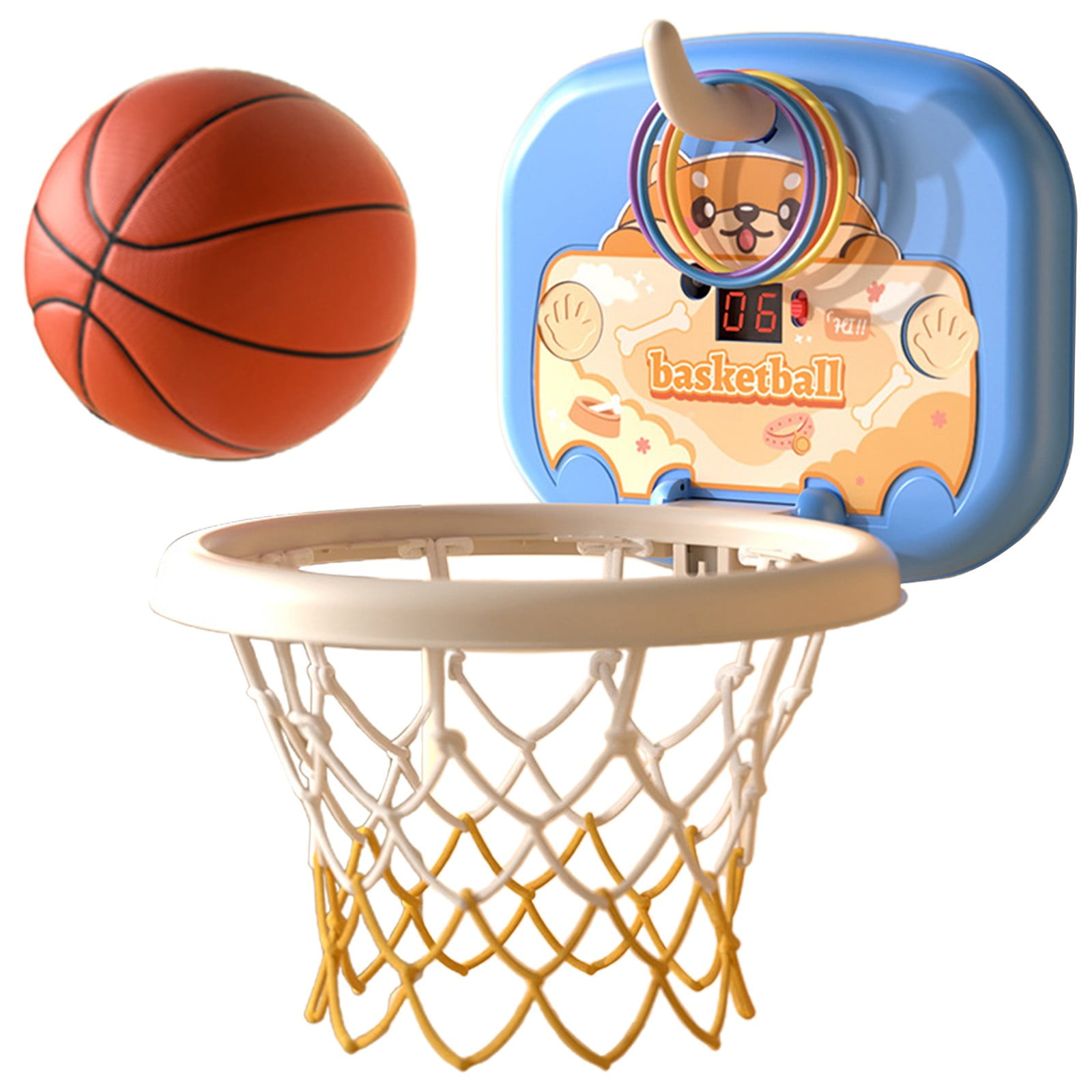 2 in 1 Toddler Basketball Hoop and T Ball Set,Toss Ring Game Kids Toys ...