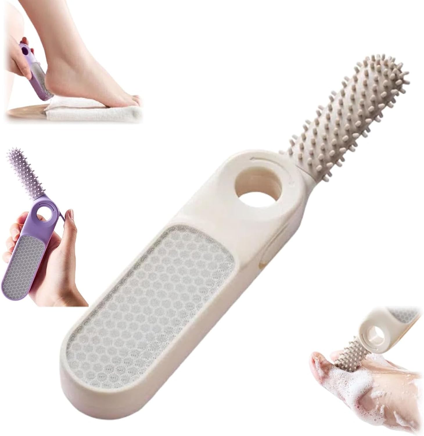2 in 1 Toe Cleaning Brush & Foot File Callus Remover for Feet in Shower ...