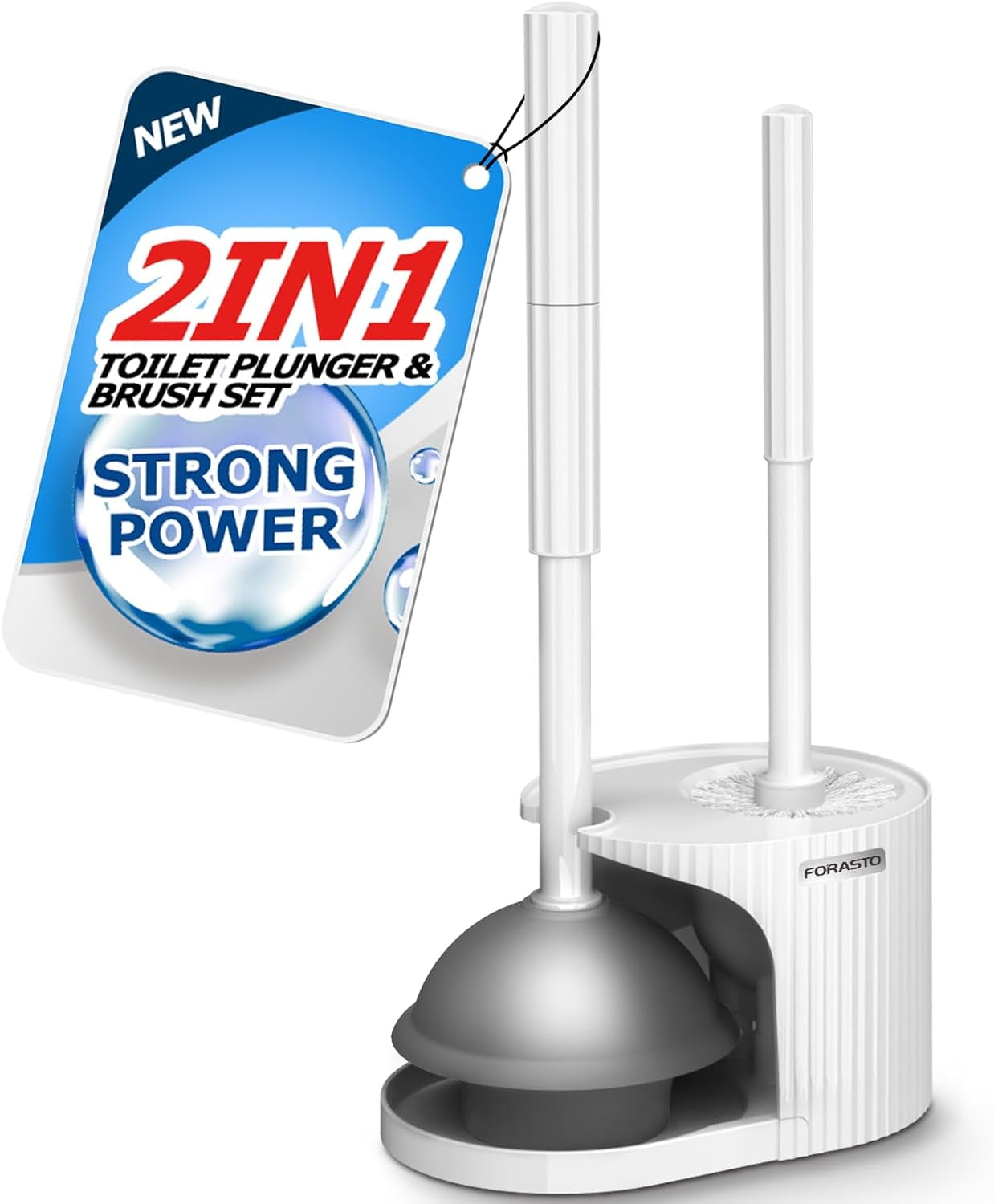 2 in 1 Toilet Plunger and Brush Set，Extended Handle Plunger，Toilet Bowl ...