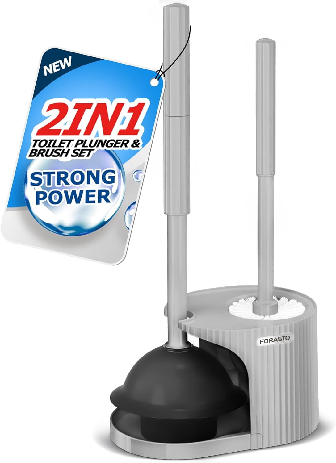 2 in 1 Toilet Plunger and Brush Set，Extended Handle Plunger，Toilet Bowl ...