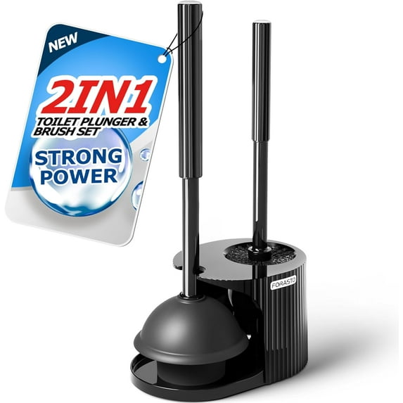 2 in 1 Toilet Plunger and Brush Set，Extended Handle Plunger，Toilet Bowl ...